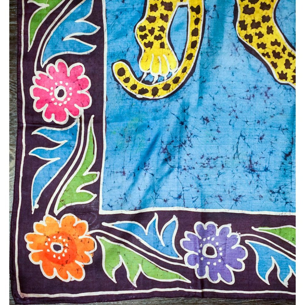 Silk Wax Batik Print Leopard & Animals Scarf - 44" X … - Gem